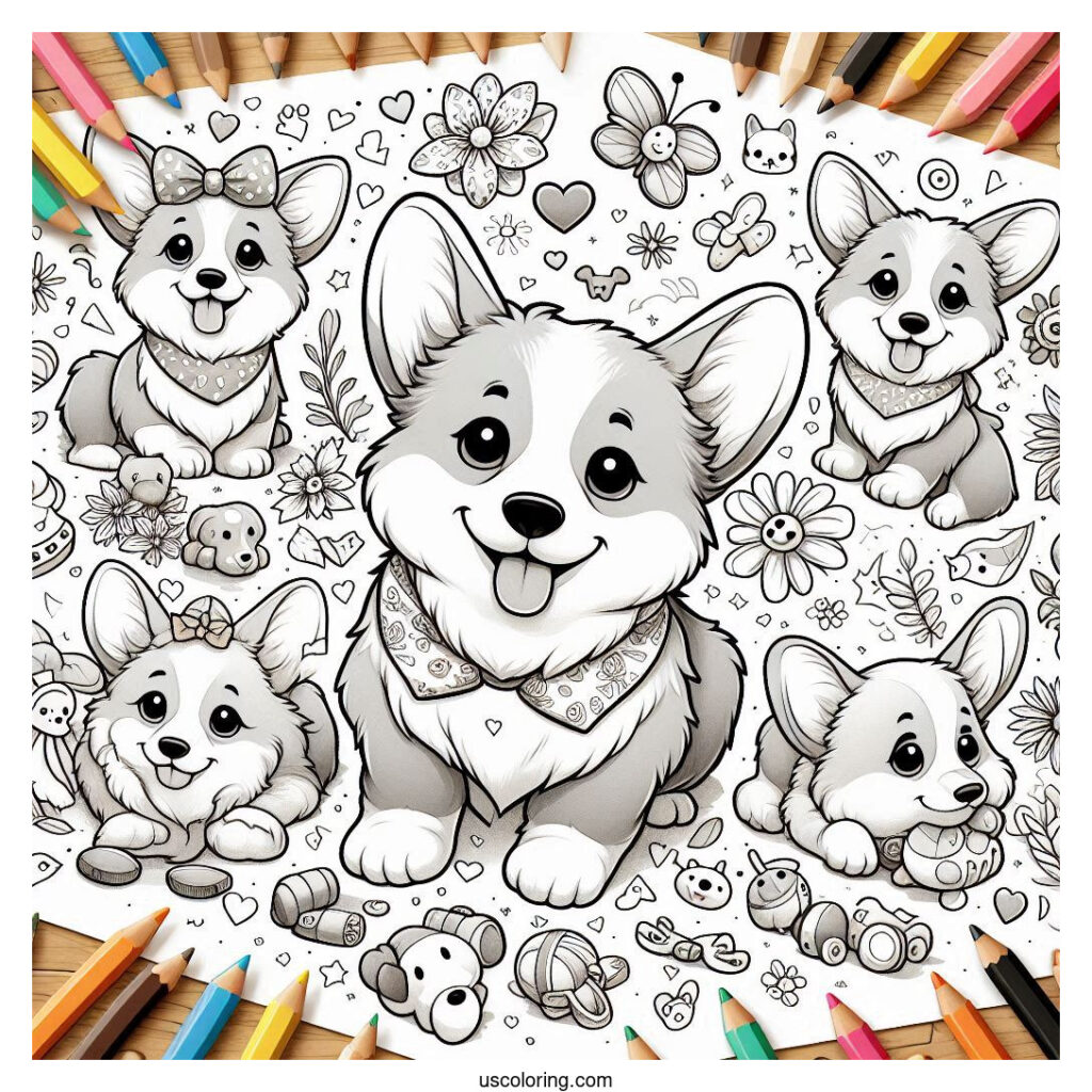 165+ Corgi Coloring Pages free for kid